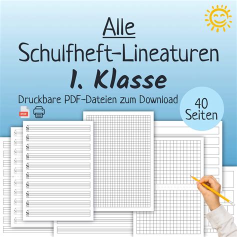 Schulheft Lineatur Set 1 Klasse Grundschule Schreiben Lernen und Üben