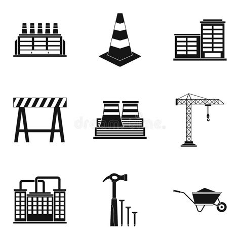 Iconos Fijados Estilo Simple Del Sector Ilustración del Vector