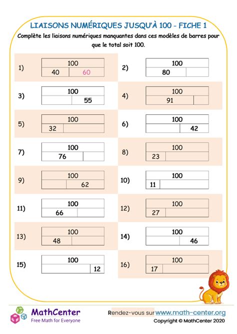 CE1 Fiches de travail Addition à deux chiffres Math Center