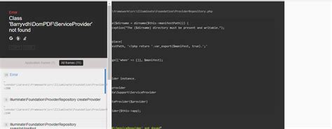 Class Barryvdh DomPDF ServiceProvider Not Found Using Laravel Stack