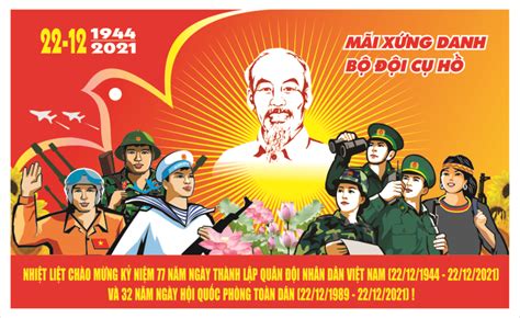 Mẫu tranh và khẩu hiệu tuyên truyền Kỷ niệm 77 năm ngày thành lập Quân