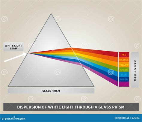 Dispersion Of White Light Through A Glass Prism Diagram Vector