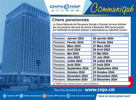 Https Cnps Cm Calendrier De Paiement Des Pensions 2024
