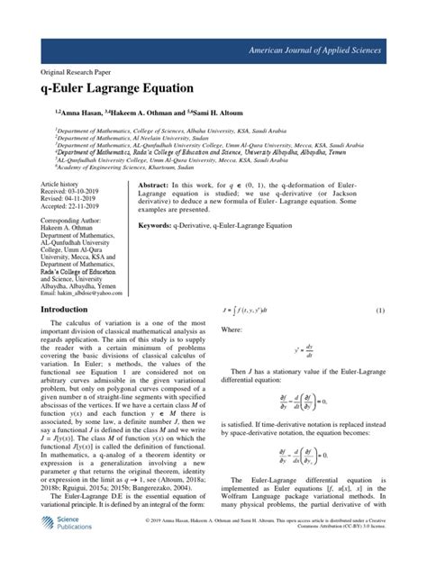 q euler lagrange equation pdf derivative calculus of variations