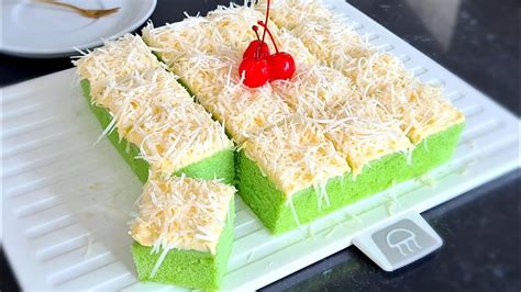 Tanpa Oven Cake Potong Pandan Bolu Pandan Kukus Lembut Youtube