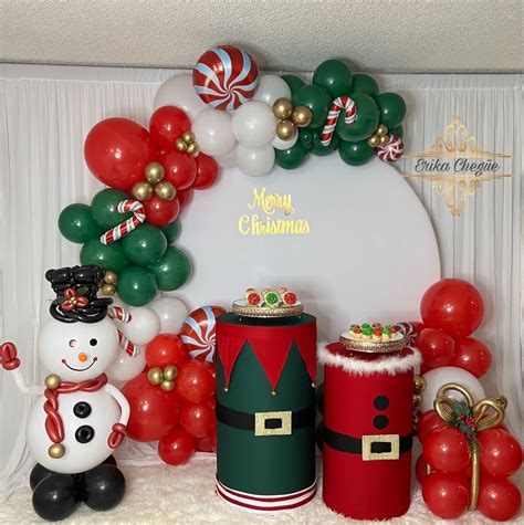 Ideas de navidad con globos Jantares de natal Decoração de festa de