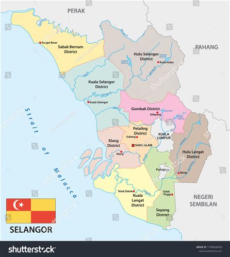 Administrative Vector Map Malay State Selangor Stock Vector Royalty