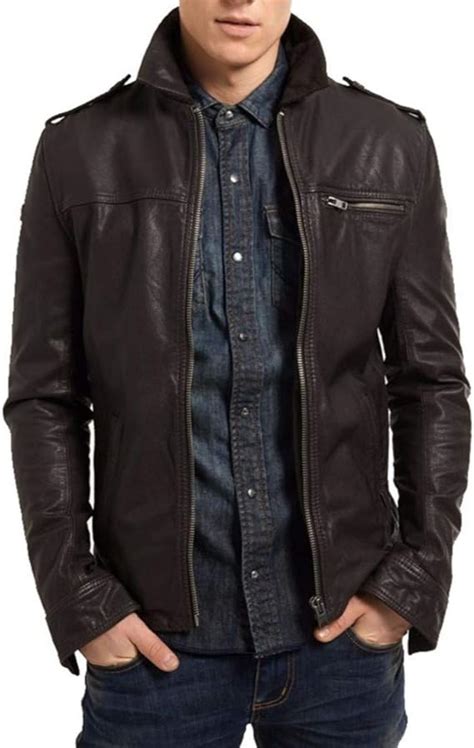 BK007 Chaqueta de piel auténtica para hombre Amazon es Ropa y