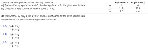 solved assume that both populations are normally