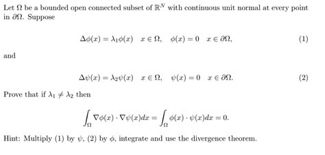 solved let n2 be a bounded open connected subset of rn with