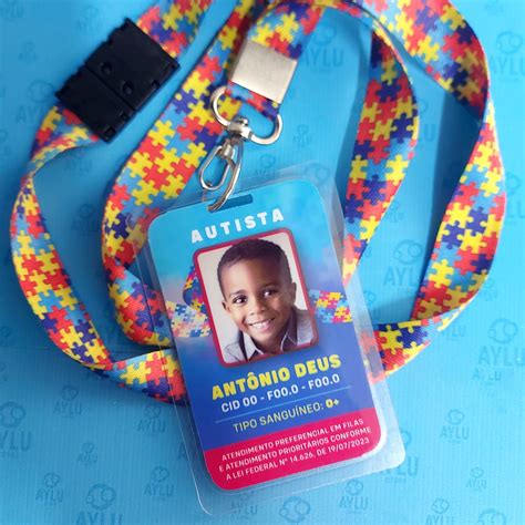 Crachá Autismo Modelo 1 Cordão e Trava de Segurança Elo7