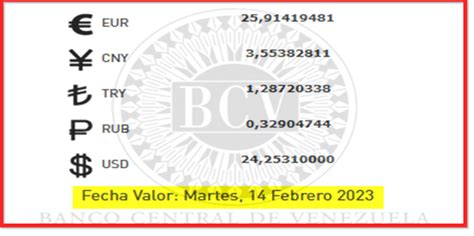 BCV Cambio Referencial Y Para Transacciones Para El MARTES 14 De