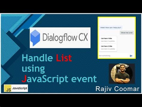 Handle List Using JavaScript Event In Dialogflow CX Messenger YouTube