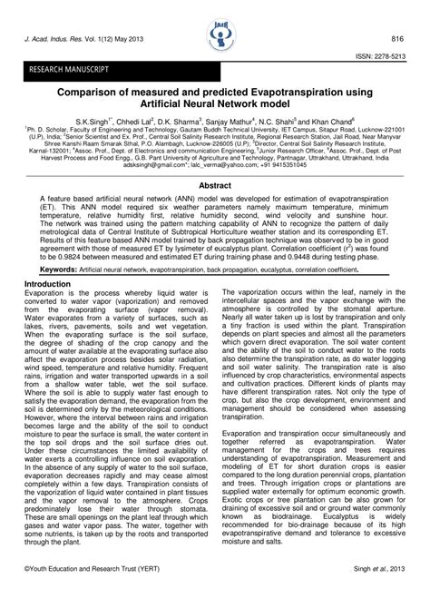 pdf comparison of measured and predicted evapotranspiration using artificial neural network model