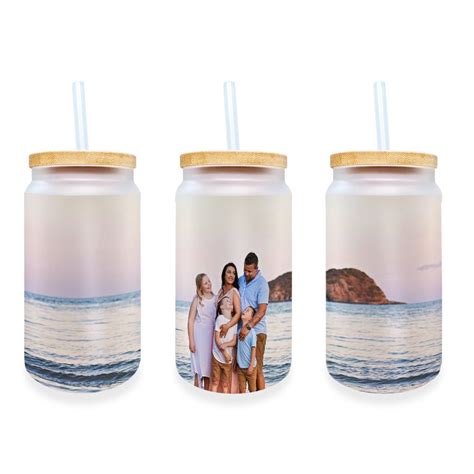12oz Frosted Glass Tumbler With Bamboo Lid Sublimation Blank Customiser