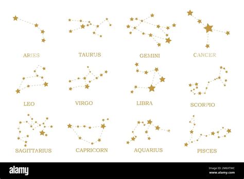 Set Of Zodiac Signs Aries Taurus Leo Gemini Virgo Scorpio Libra