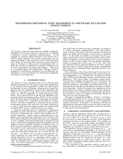 pdf distortion decoding time tradeoffs in software dct based image coding
