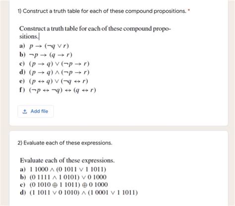 solved 1 construct a truth table for each of these compound