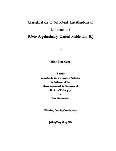 classification of nilpotent lie algebras of dimension 7 over algebraically closed field and r