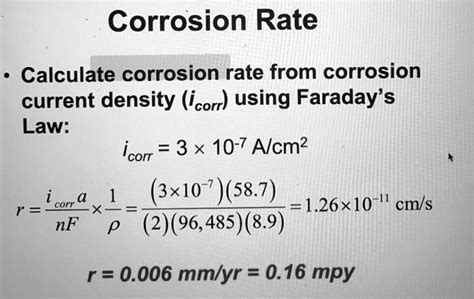 SOLVED Corrosion Rate Calculate Corrosion Rate From Corrosion Current