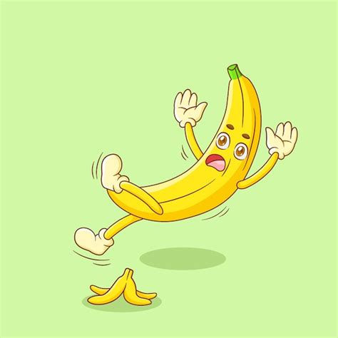 Une Banane Mignonne A Gliss Sur Une Peau De Banane Vecteur Premium