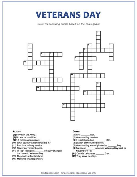 Veterans Day Crossword