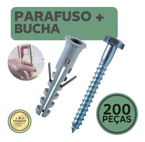 Kit Parafuso Sextavado Soberba Bucha Plastica 10mm 200pç