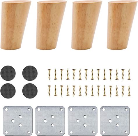 Smilbaley Pieds De Meuble en Bois 4 PCS Pieds De Canapé en Bois