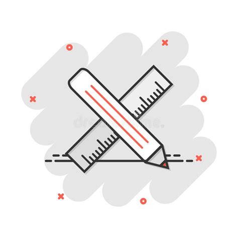 Lápiz De Dibujos Animados Vectoriales Con Icono De Regla En Estilo