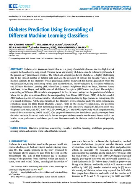 pdf diabetes prediction using ensembling of different machine learning classifiers md