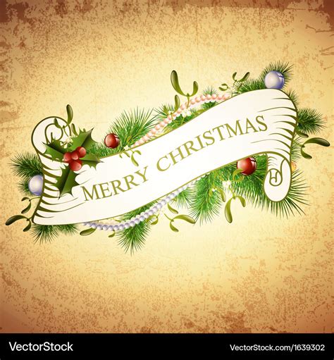 Vintage Merry Christmas Greetings Royalty Free Vector Image