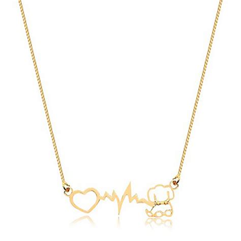 Colar De Batimento Cachorro Folheado Em Ouro 18k JOIAS PETMOM