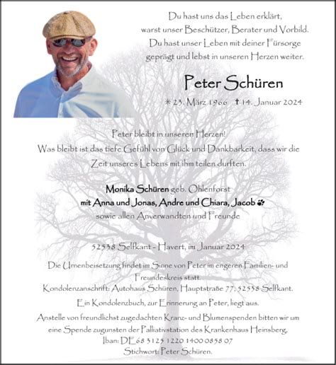 Traueranzeigen von Peter Schüren Aachen gedenkt