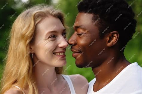 Premium Ai Image Happy Love And Couple With An Interracial Couple In Nature On A Date Or