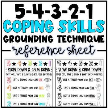 54321 Grounding Technique Coping Skill Classroom Poster Student