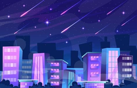 Lluvia De Meteoros En El Cielo Nocturno Con La Estrella Brillante