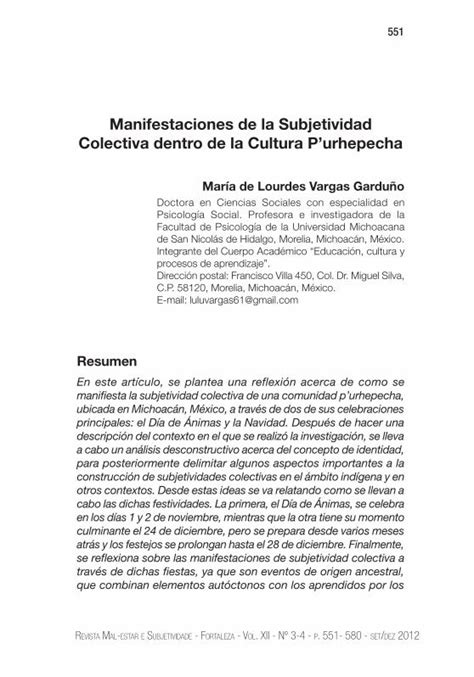 PDF Manifestaciones De La Subjetividad Colectiva Dentro De La