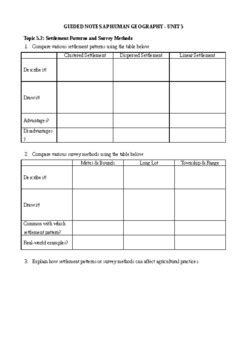 Unit 5 AP Human Geography Guided Notes Agriculture Rural Land Use