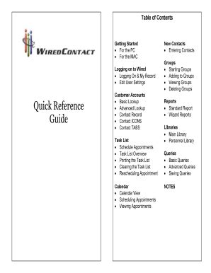 Printable Quick Reference Guide Sample Forms And Templates