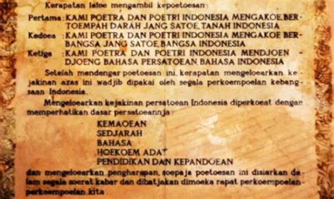 Penjelasan Isi Naskah Sumpah Pemuda Dan Naskah Aslinya Dengan 4 Bahasa