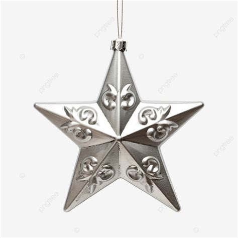 Adorno De Estrella Metálica Plateada PNG dibujos Colgando Decoración
