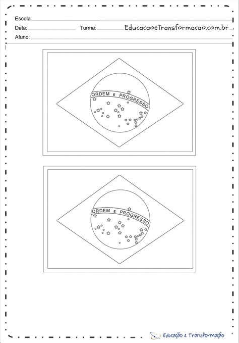 Desenho Da Bandeira Do Brasil Ilustrada Para Colorir E Imprimir
