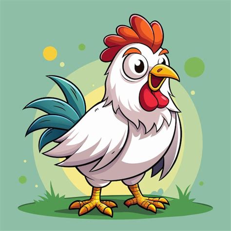 Um Desenho Animado De Uma Galinha Um Bico Vermelho E Um Fundo Azul