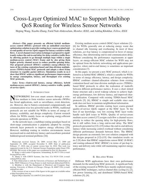 pdf cross layer optimized mac to support multihop qos routing for wireless sensor networks