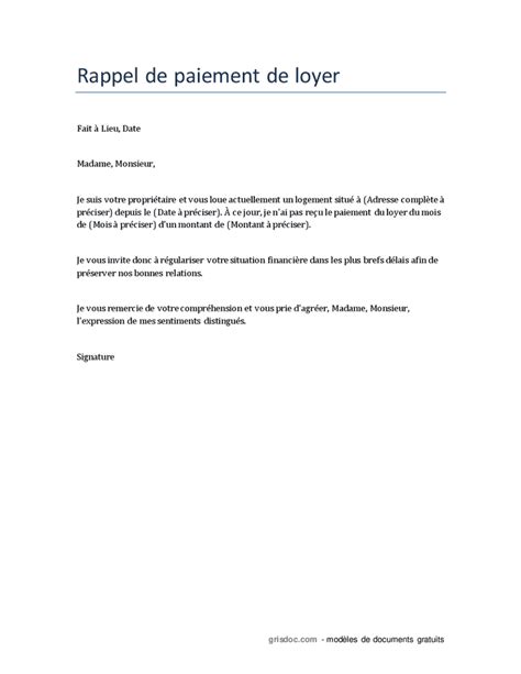 Rappel De Paiement De Loyer DOC PDF Page 1 Sur 1