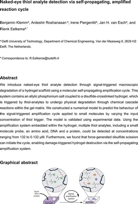 Naked Eye Thiol Analyte Detection Via Self Propagating Amplified