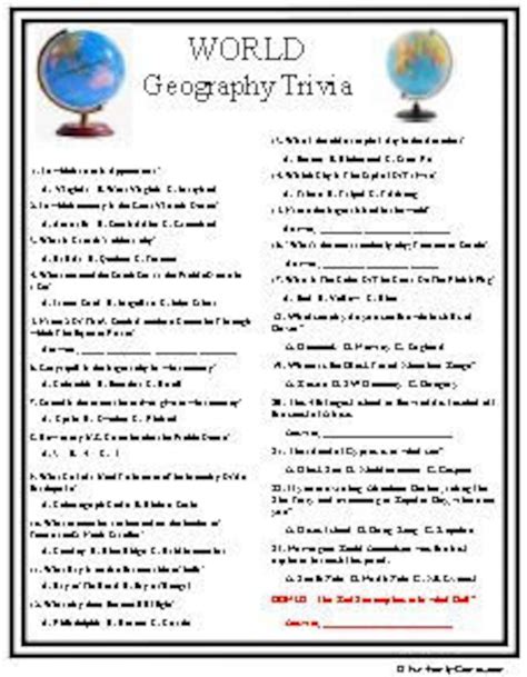 World Geography Answers