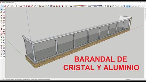 GLASS AND ALUMINUM RAILING BARANDAL DE CRISTAL Y ALUMINIO SKETCHUP