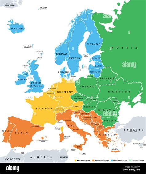 Europa Subregionen Politische Landkarte Geoschema Das Den