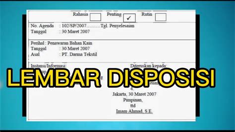 Lembar Disposisi Youtube